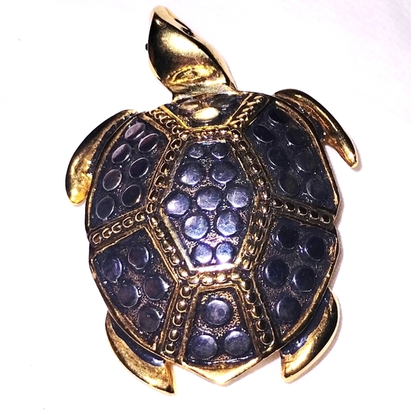Sy | Jewelry | Vtg Large Retro Sy Sea Turtle Pin Brooch Pendant 2 Tone ...